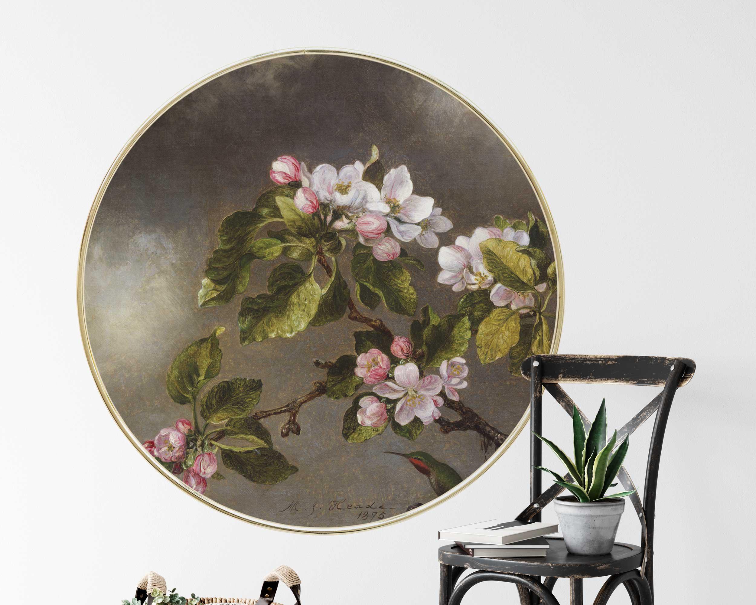 Circle Floral Blossom Wall Decal - Botanical Wall Decal, Vintage Flower ...