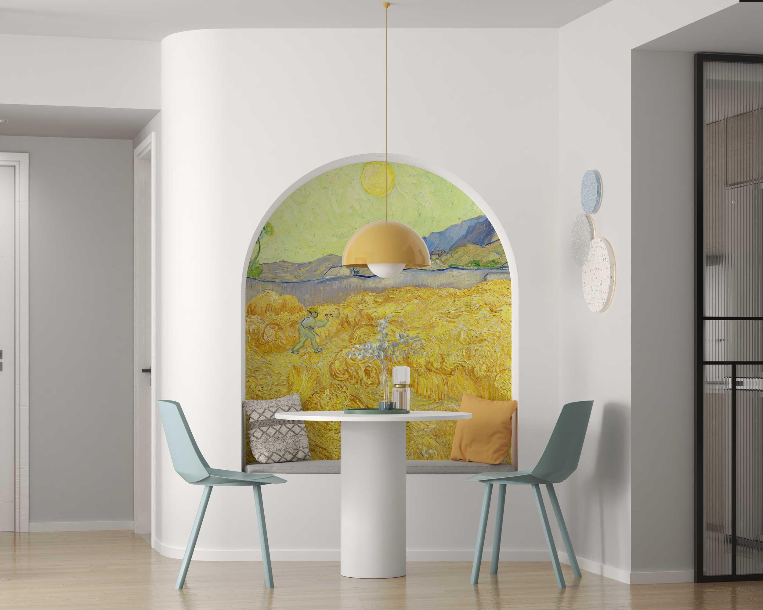 Vincent Van Gogh Wheat Field Circle Wall Sticker Large Headboard Mural ...
