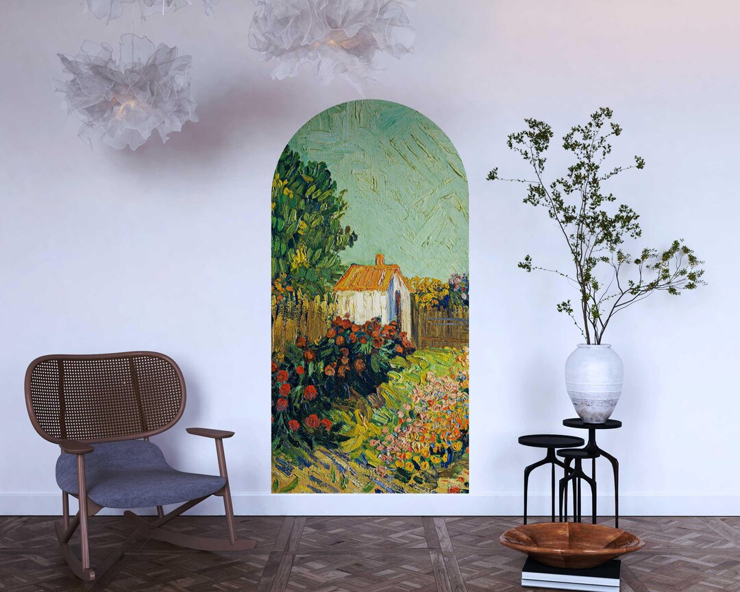 Vintage Arch Wall Sticker - Van Gogh Countryside Painting Decal ...