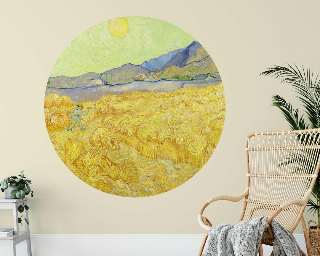 Vincent Van Gogh Wheat Field Circle Wall Sticker Large Headboard Mural ...
