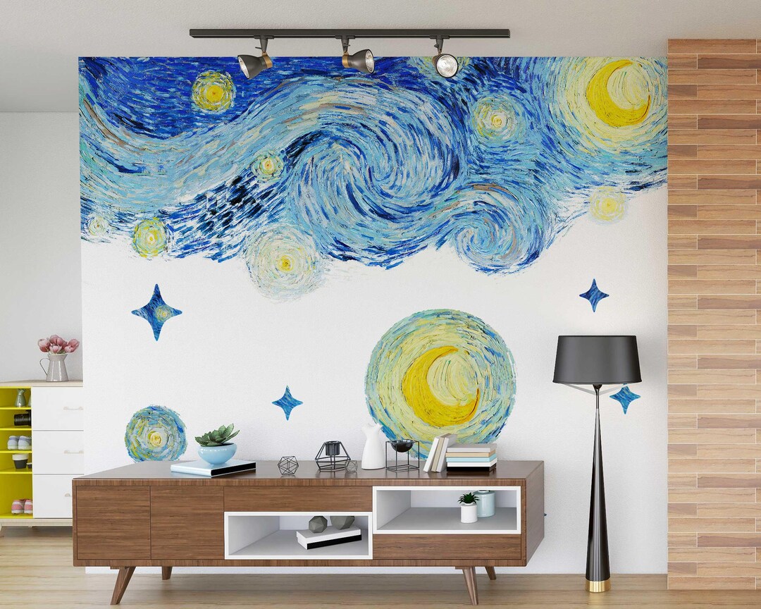 Van Gogh Starry Night Wall Sticker - Large Wall Decal Oil Painting ...