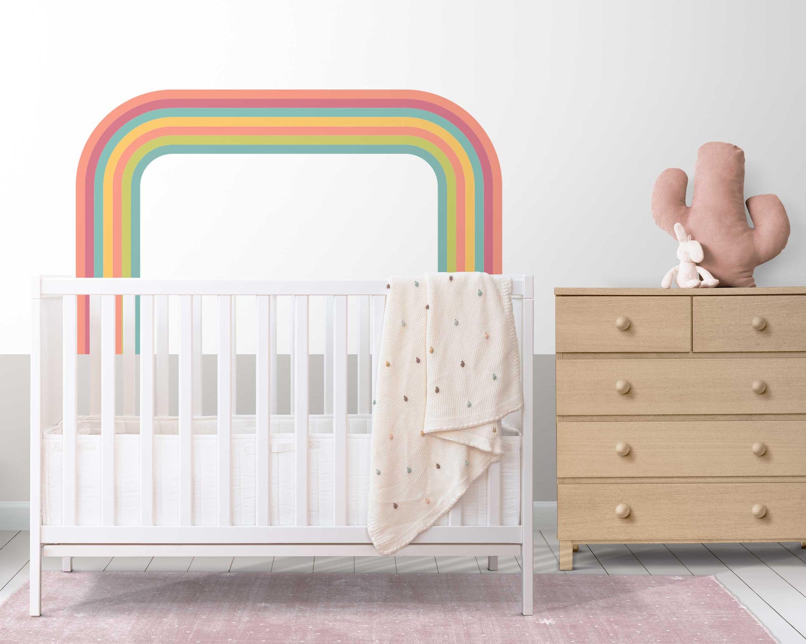 Retro Rainbow Stripes Wall Sticker Decal - Vibrant Office Decor ...