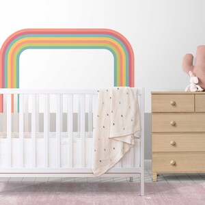 Retro Rainbow Stripes Wall Sticker Decal - Vibrant Office Decor ...