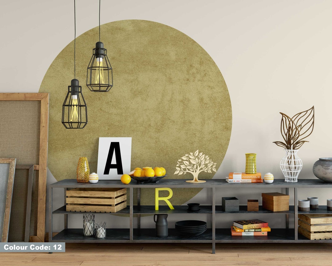 Textured Boho Circle Wall Sticker - Premium Fabric Decal for ...