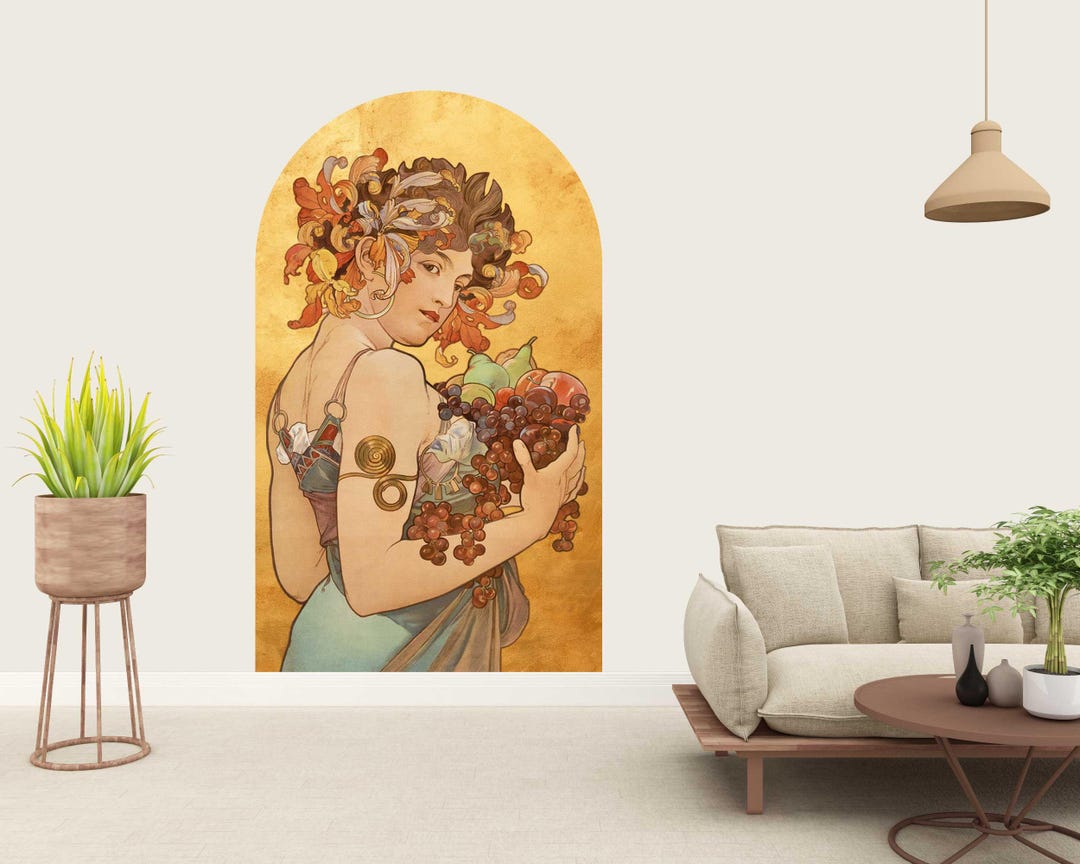 Alphonse Mucha Art Nouveau Arch Wall Sticker - Vintage Portrait Wall ...