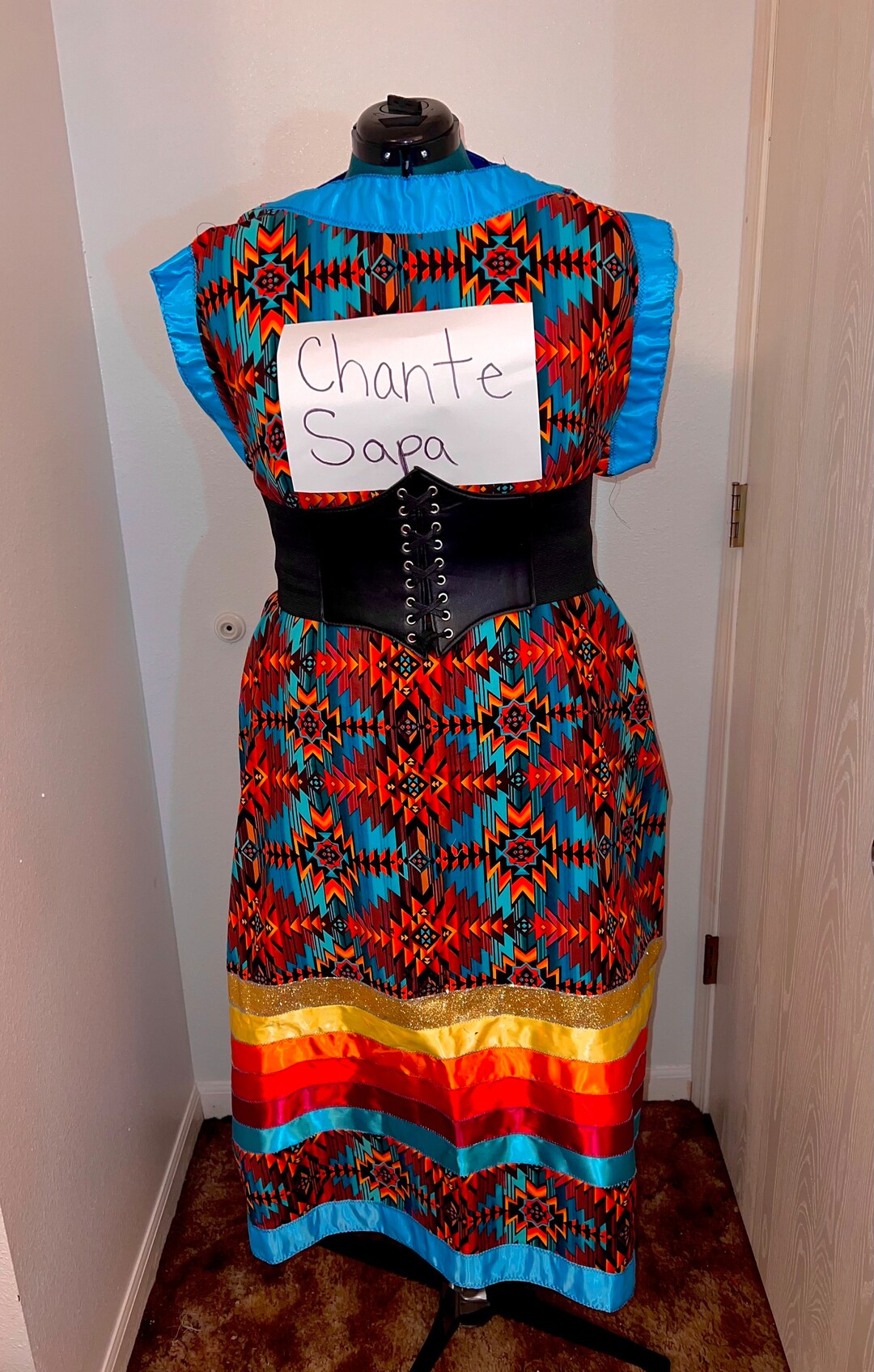 Red/turqouise Ribbon Dress - Etsy