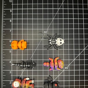 3D Printed Halloween Mini Figure Set | 6-pack | Bat, Spider, Black ...