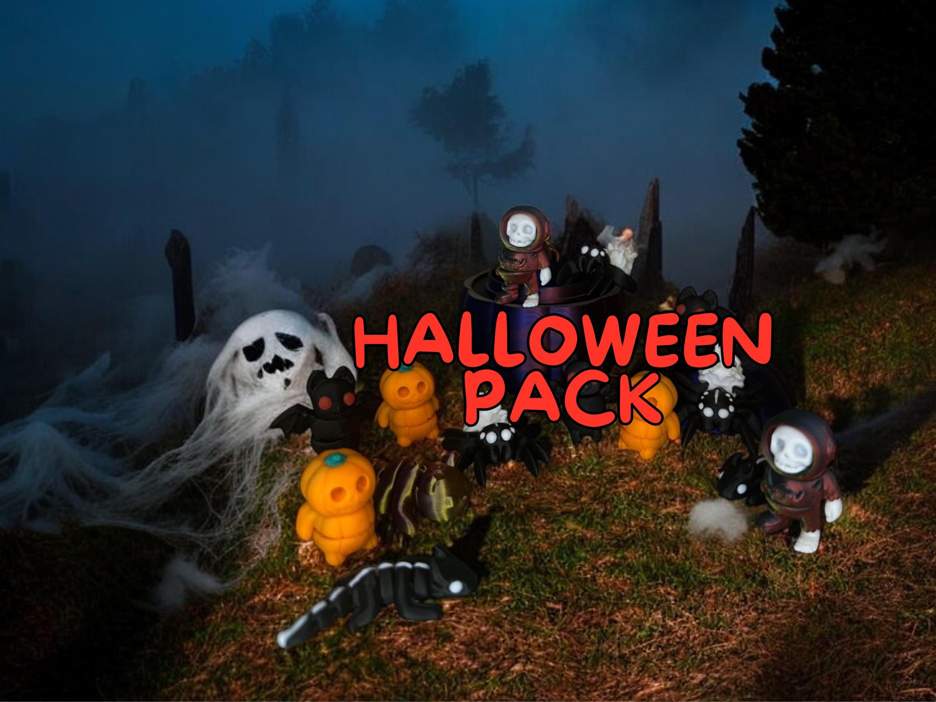 3D Printed Halloween Mini Figure Set | 6-pack | Bat, Spider, Black ...