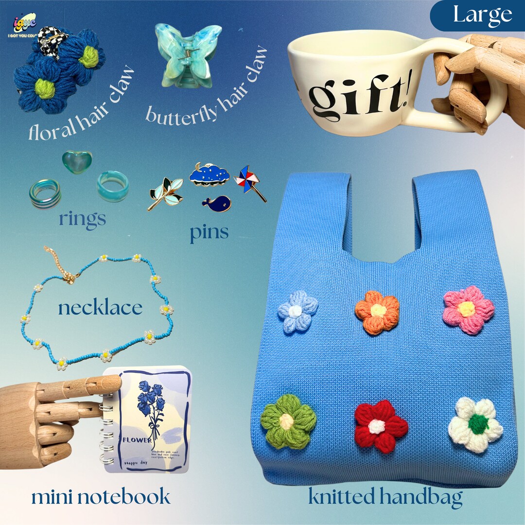 Everything Blue Gift Box | Tote Bag | Cute Jewelry Set | Notepad | Hair ...
