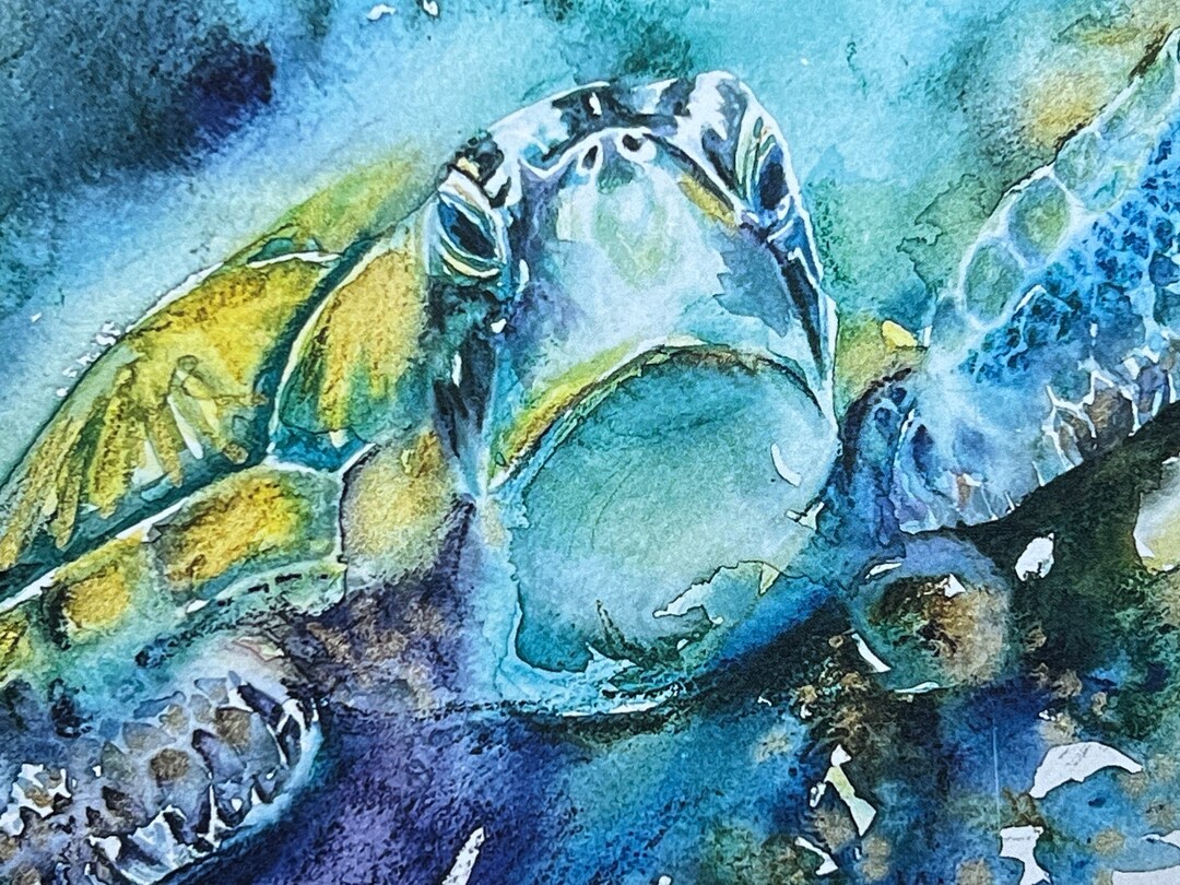 Greeting Card, Sea Turtle Design, Original Watercolor, Turtle Lover ...