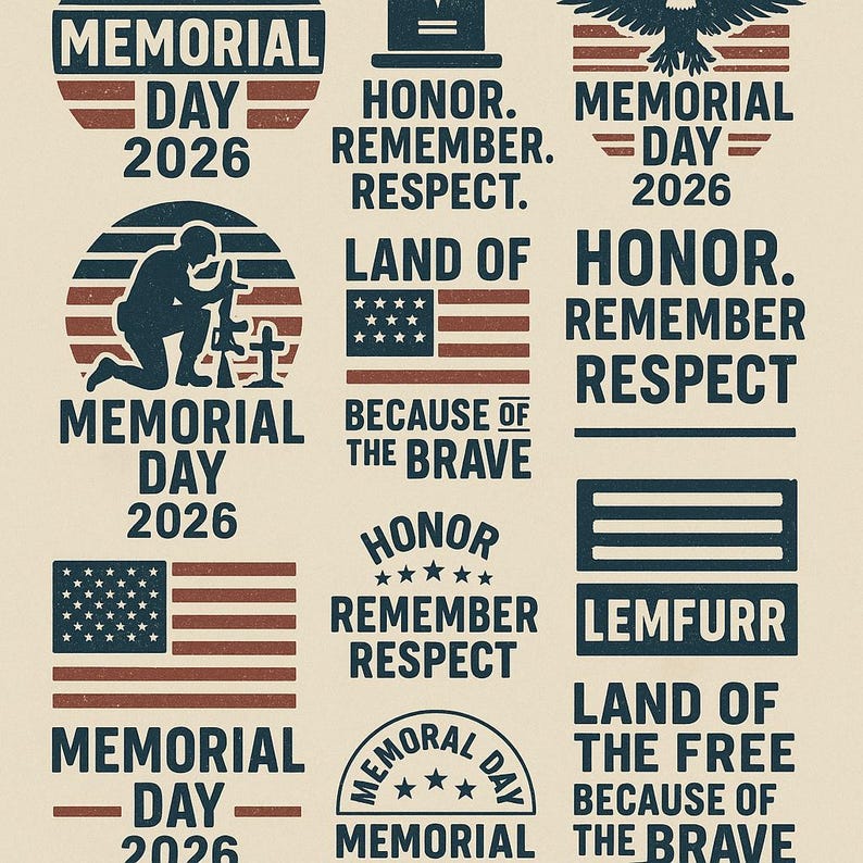 Memorial Day 2026 Vintage PNG Bundle | Patriotic T-shirt Sublimation ...