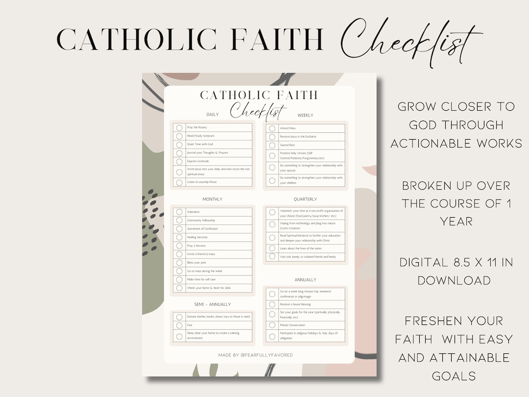 Catholic Faith Yearly Checklist | Printable Digital Planner (8.5x11) - Etsy