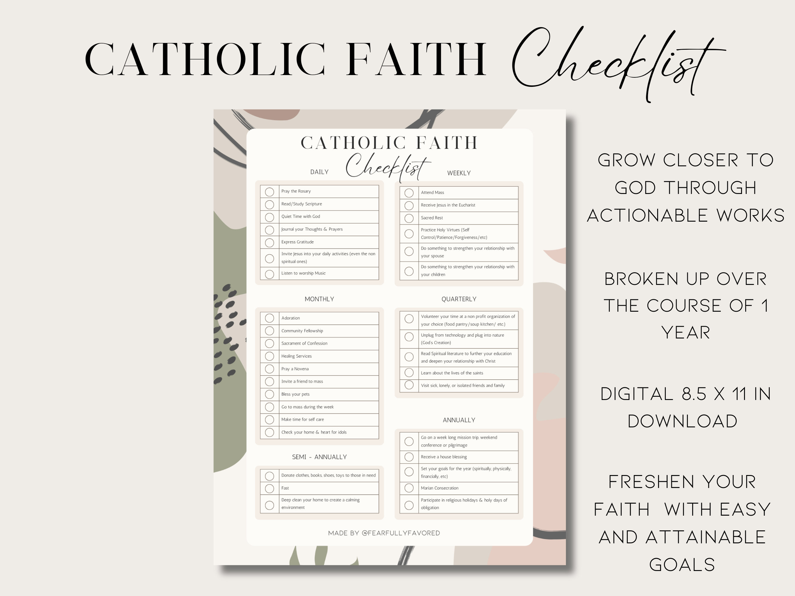 Catholic Faith Yearly Checklist | Digital Checklist | Faith Planner ...