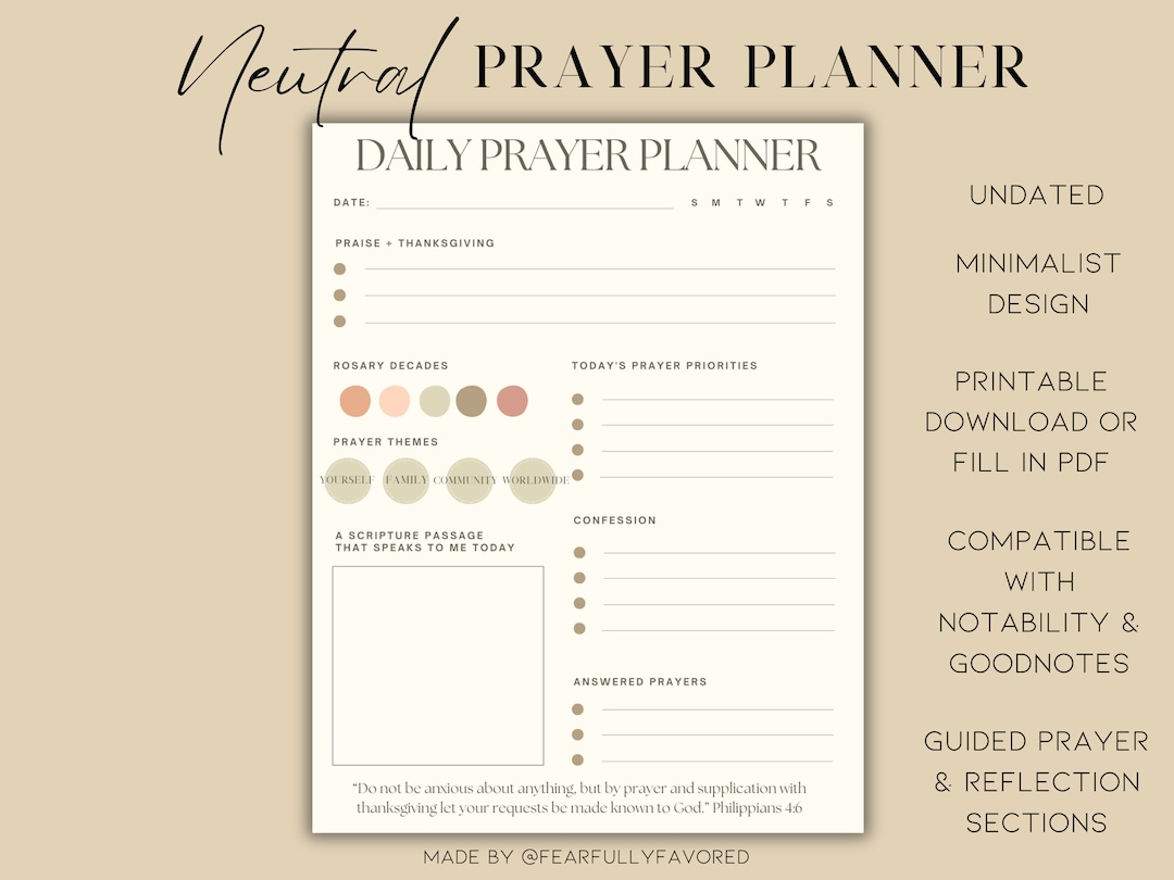 Digital Daily Prayer Planner | Neutral Toned Aesthetic Daily Prayer ...