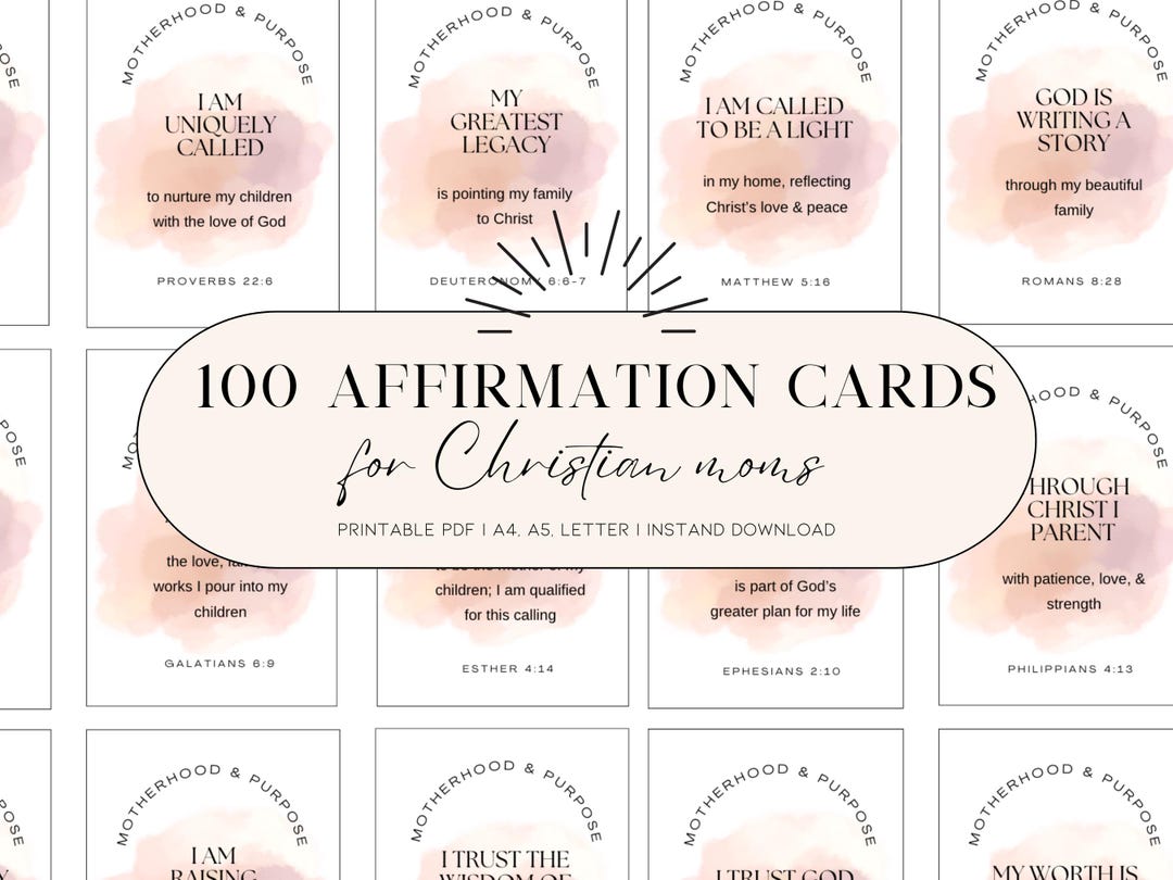 100 Christian Affirmation Cards | Scripture | Motherhood + Woman ...