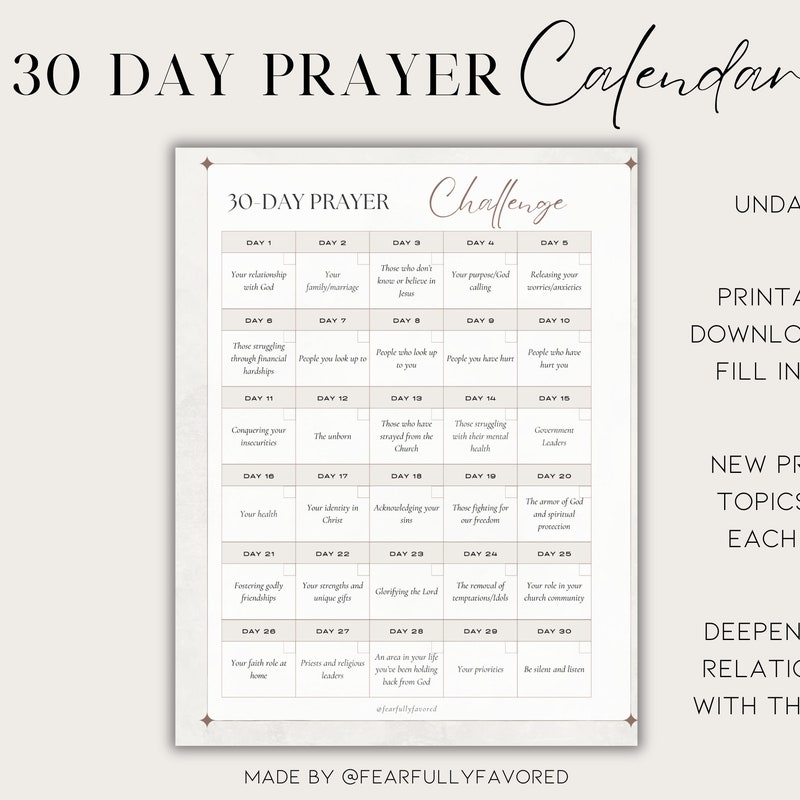 Prayer Calendar for 2026 - Etsy