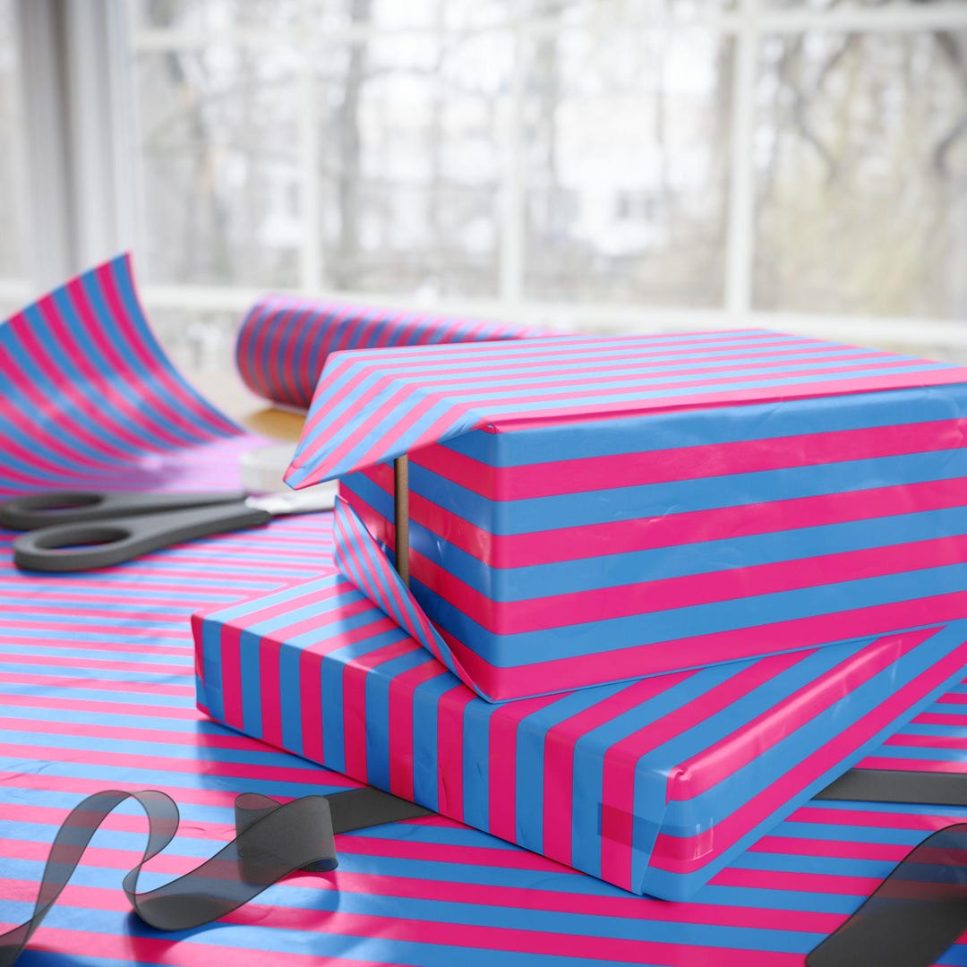 Striped Wrapping Paper Roll Festive Party Gift Wrap - Etsy