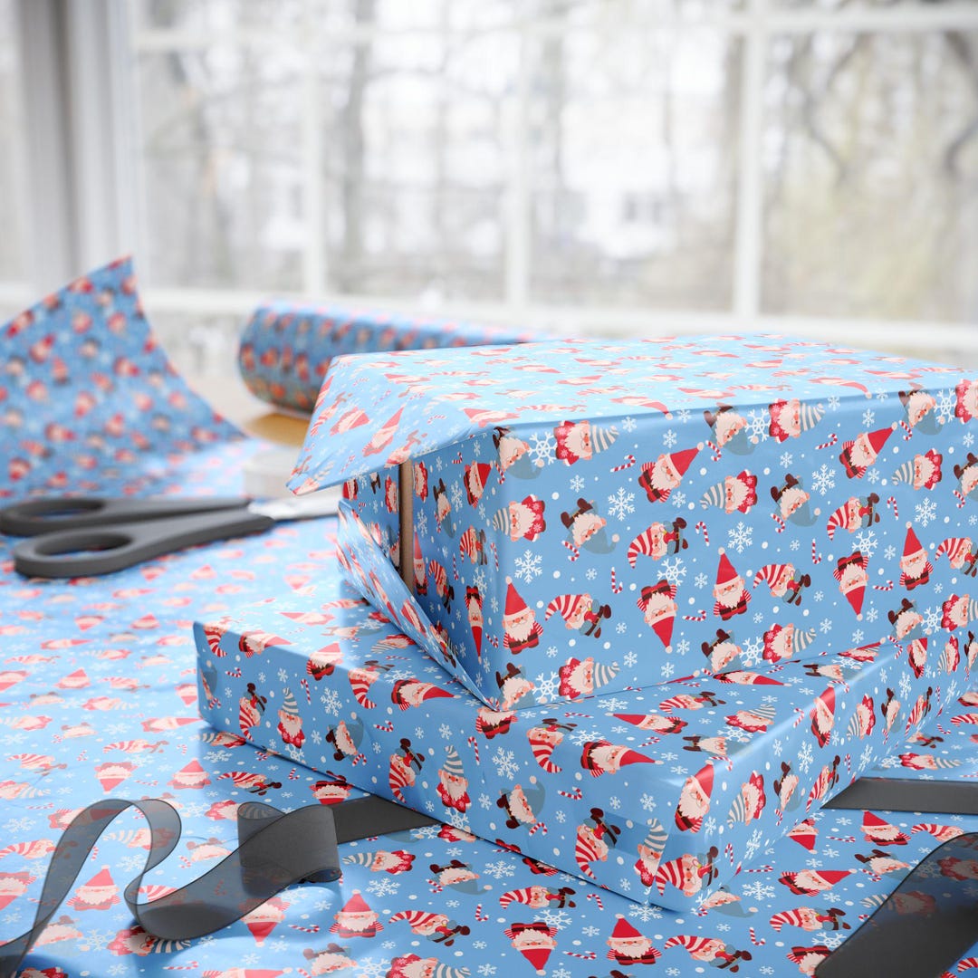 Christmas Gnome Wrapping Paper Roll Festive Gift Wrap - Etsy