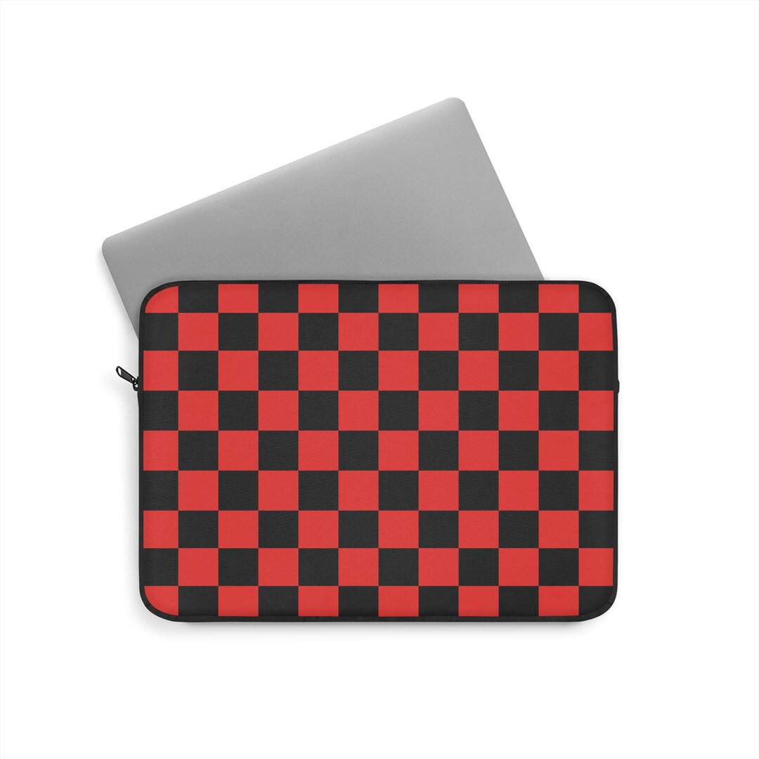 Checkered Design Laptop Case Durable Padded Polyester Sleeve Plush ...
