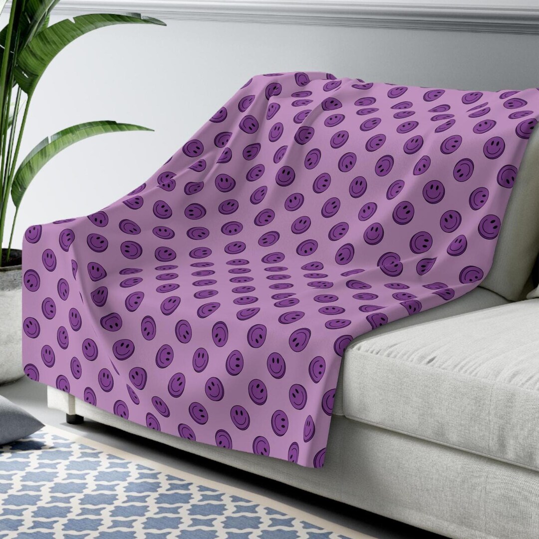 Smiley Face Sherpa Fleece Blanket Warm Plush Throw Cozy Nights - Etsy