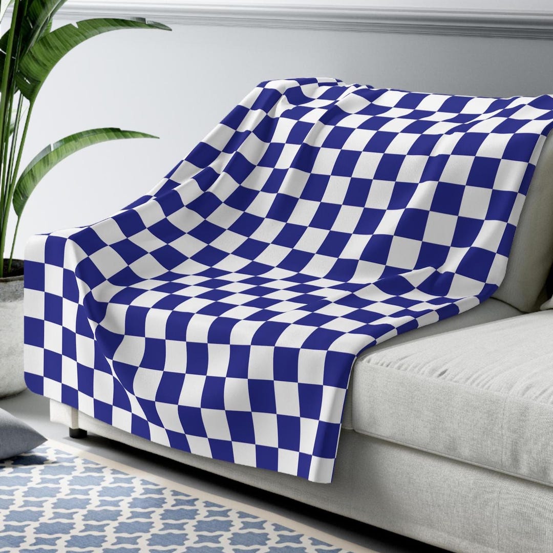 Checker Pattern Sherpa Fleece Blanket Warm Plush Throw Cozy Nights - Etsy
