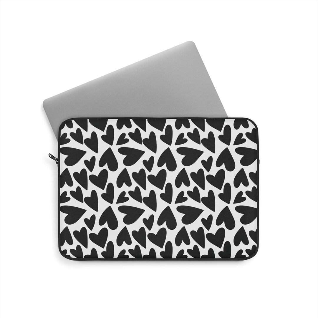 Heart Pattern Laptop Case Durable Padded Polyester Sleeve Plush ...