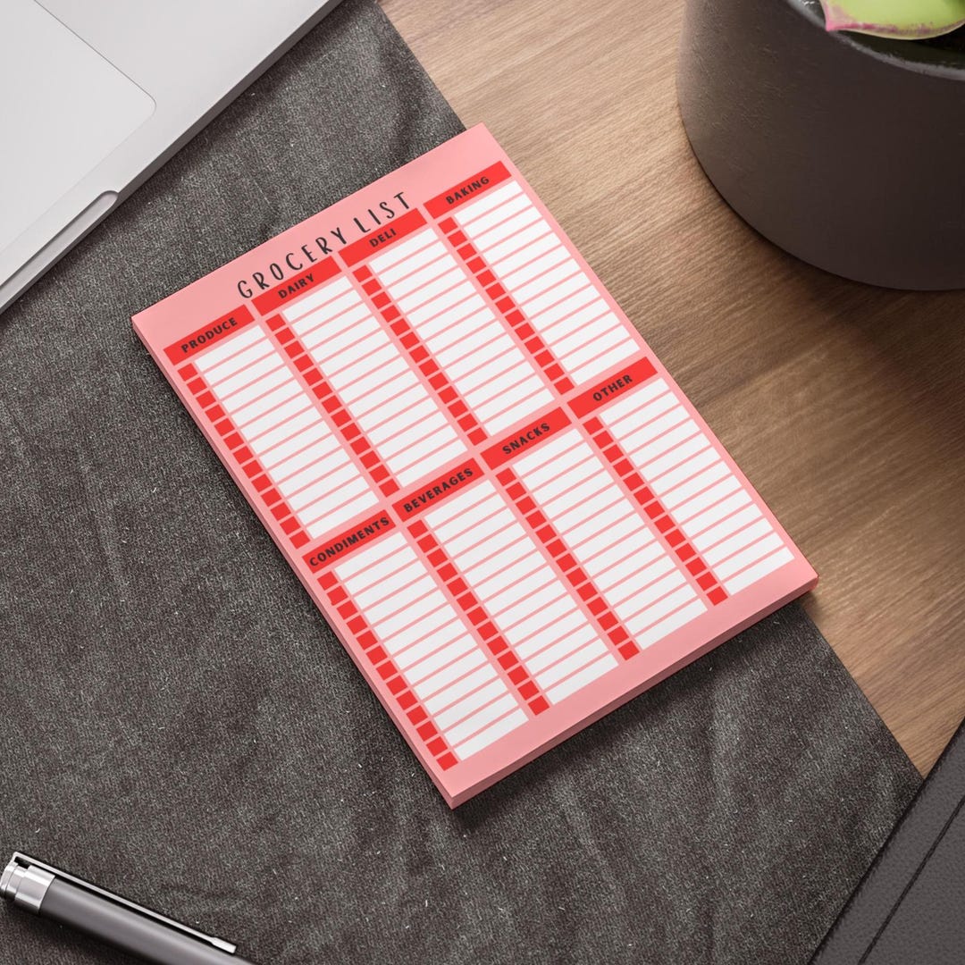 Grocery List Note Pad Sticky Notes Meal Plan Prep Stationery Organizer ...