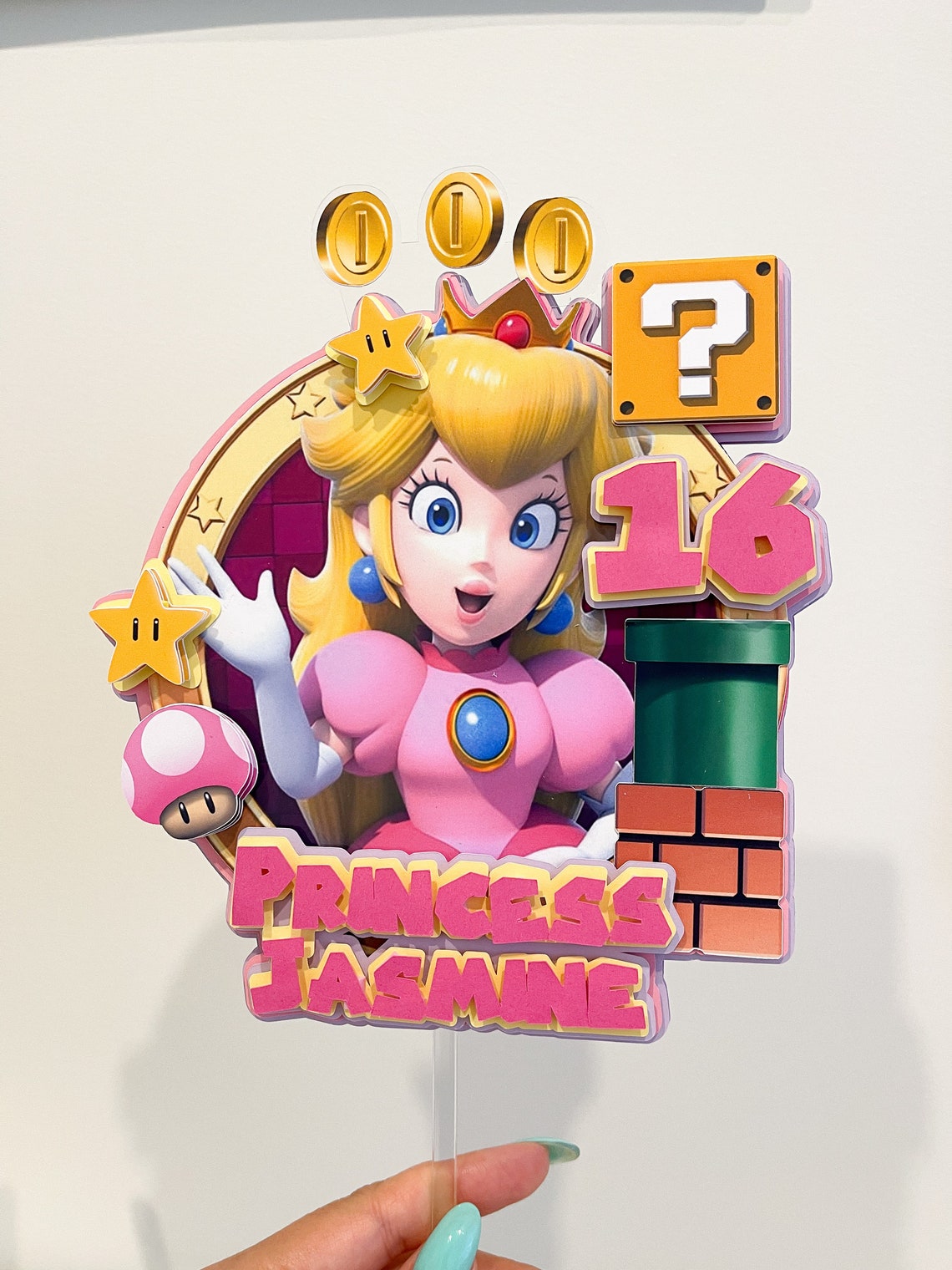 Princess Peach, Cake Topper, Personalized Cake Topper, Super Mario - Etsy