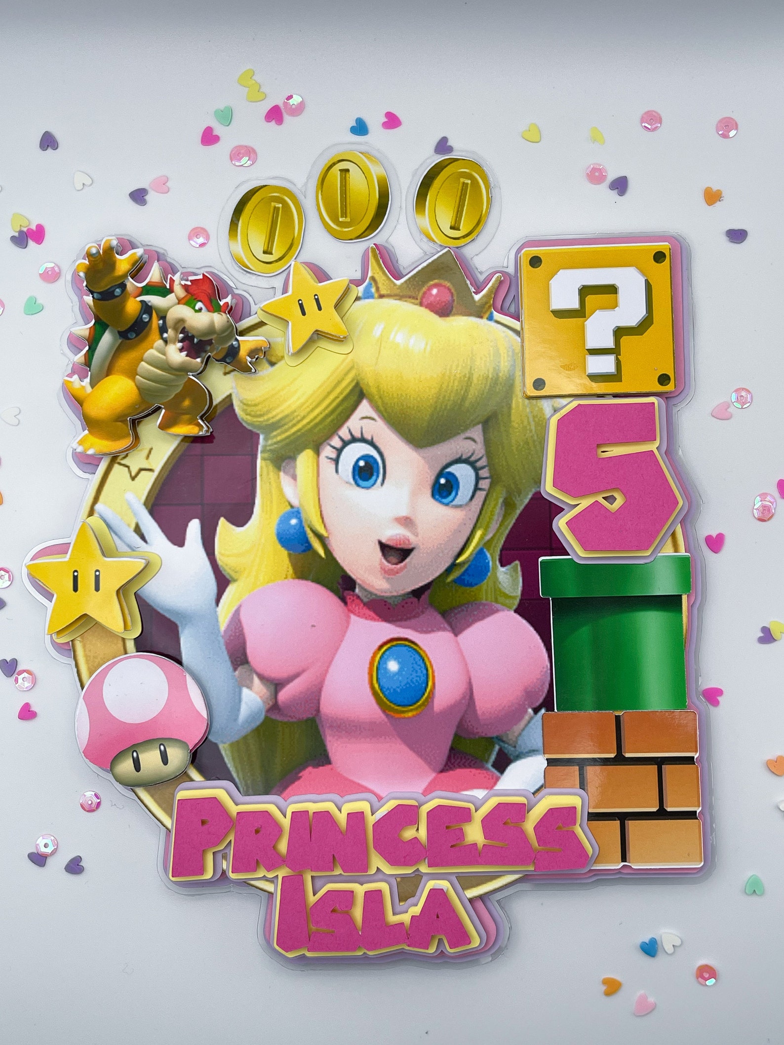 Princess Peach, Cake Topper, Personalized Cake Topper, Super Mario - Etsy