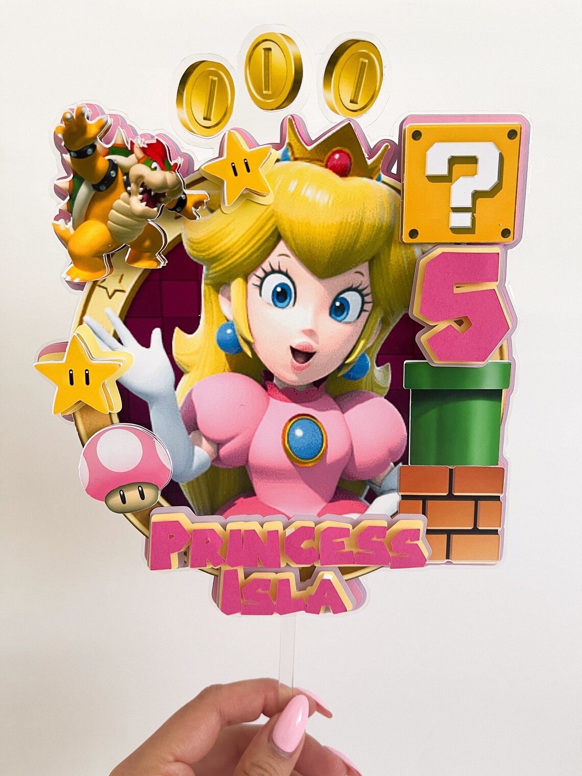 Princess Peach, Cake Topper, Personalized Cake Topper, Super Mario - Etsy