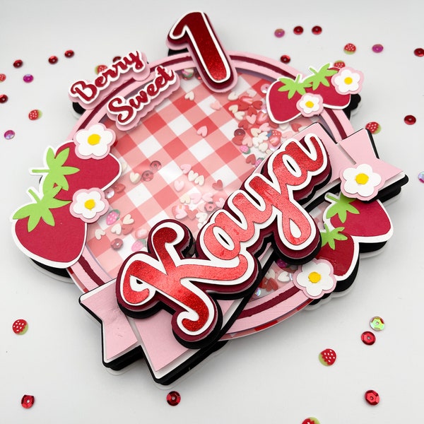 Strawberry First Birthday Shaker Cake Topper Etsy