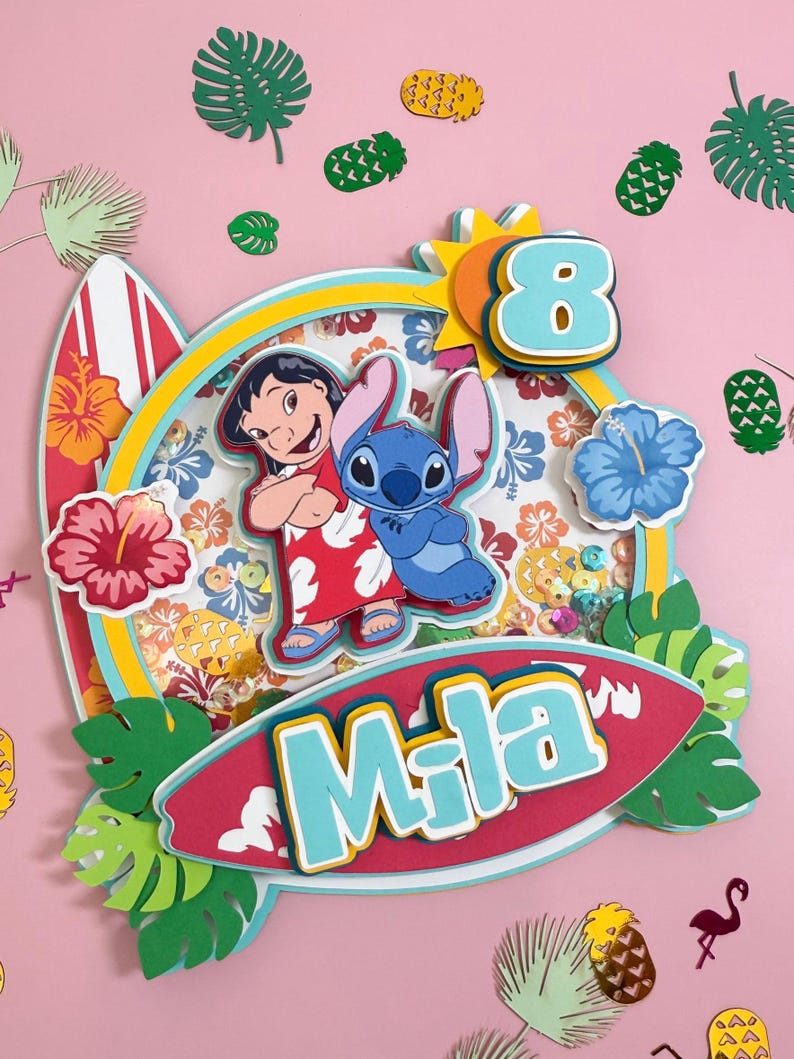 Lilo & Stitch Birthday Cake Topper: Personalized 3D Shaker - Etsy