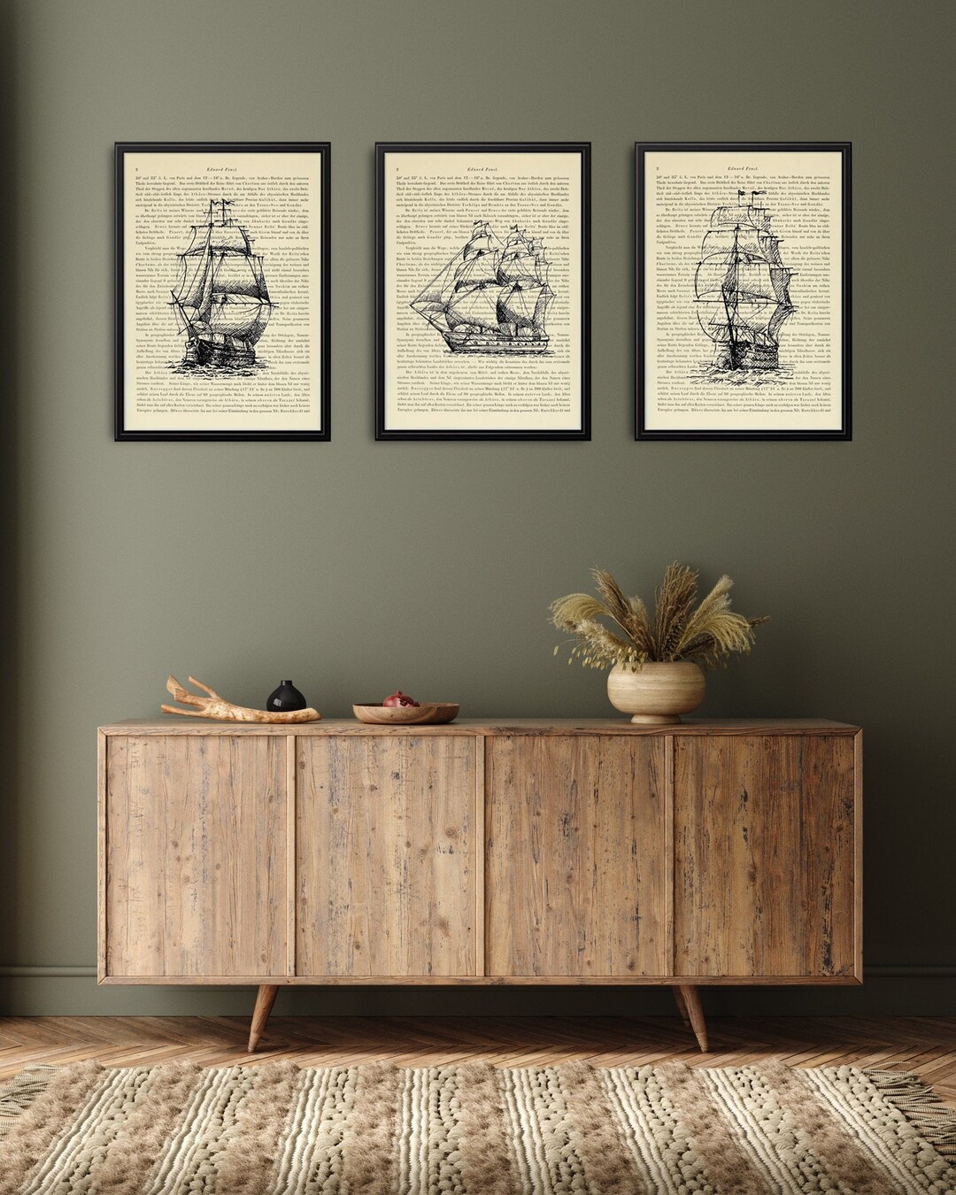 Sailing Ships 3 Prints SALE SET, Original Vintage Art Print, Book Page ...