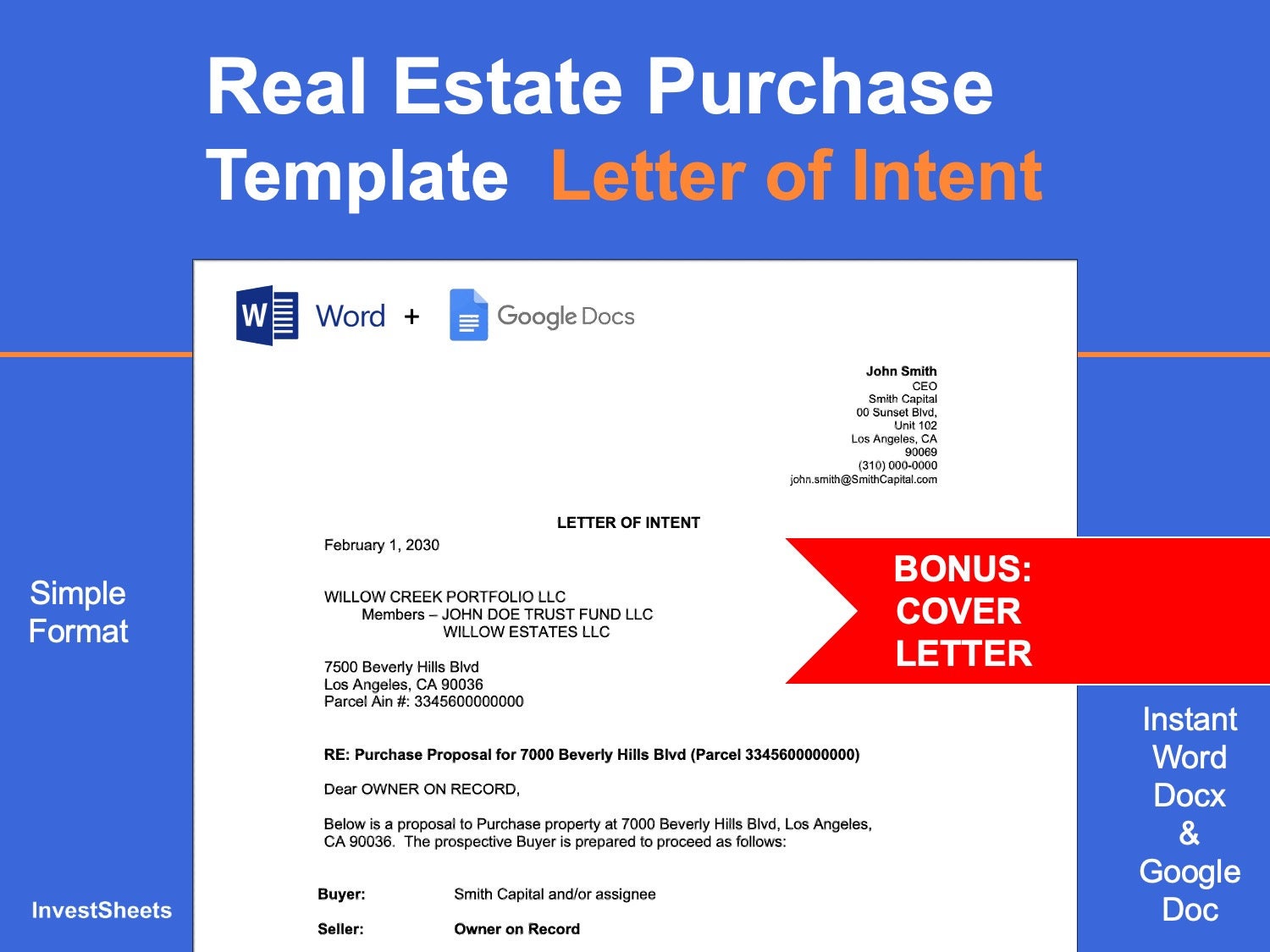 Real Estate Property Purchase Letter of Intent Template for Buyer ...