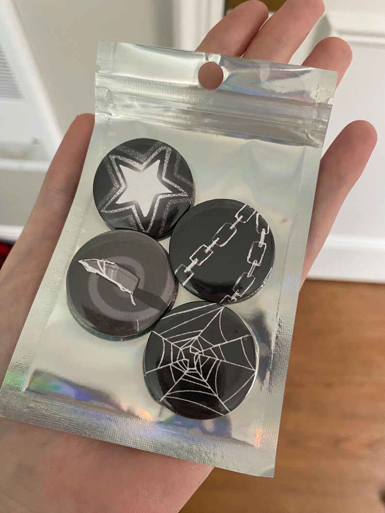 Pre-order Punk/alt/gothic Aesthetic Black/white 4 Set Pinback Buttons ...