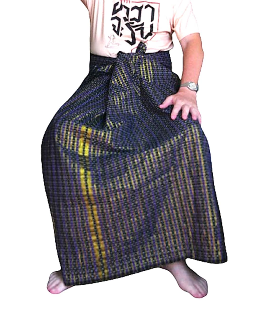 Sarongs for Men, 100% Cotton, Purple Black and Gold Thread, Handmade ...