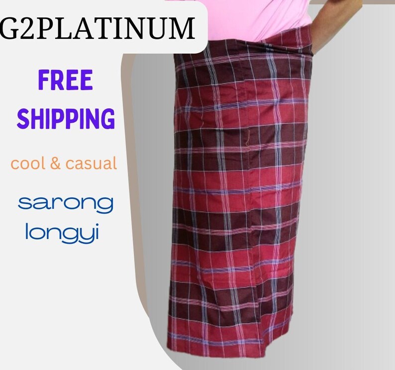 Mans Sarong Cotton Clothing Wrap Waist Asian Traditional Longyi Gift ...