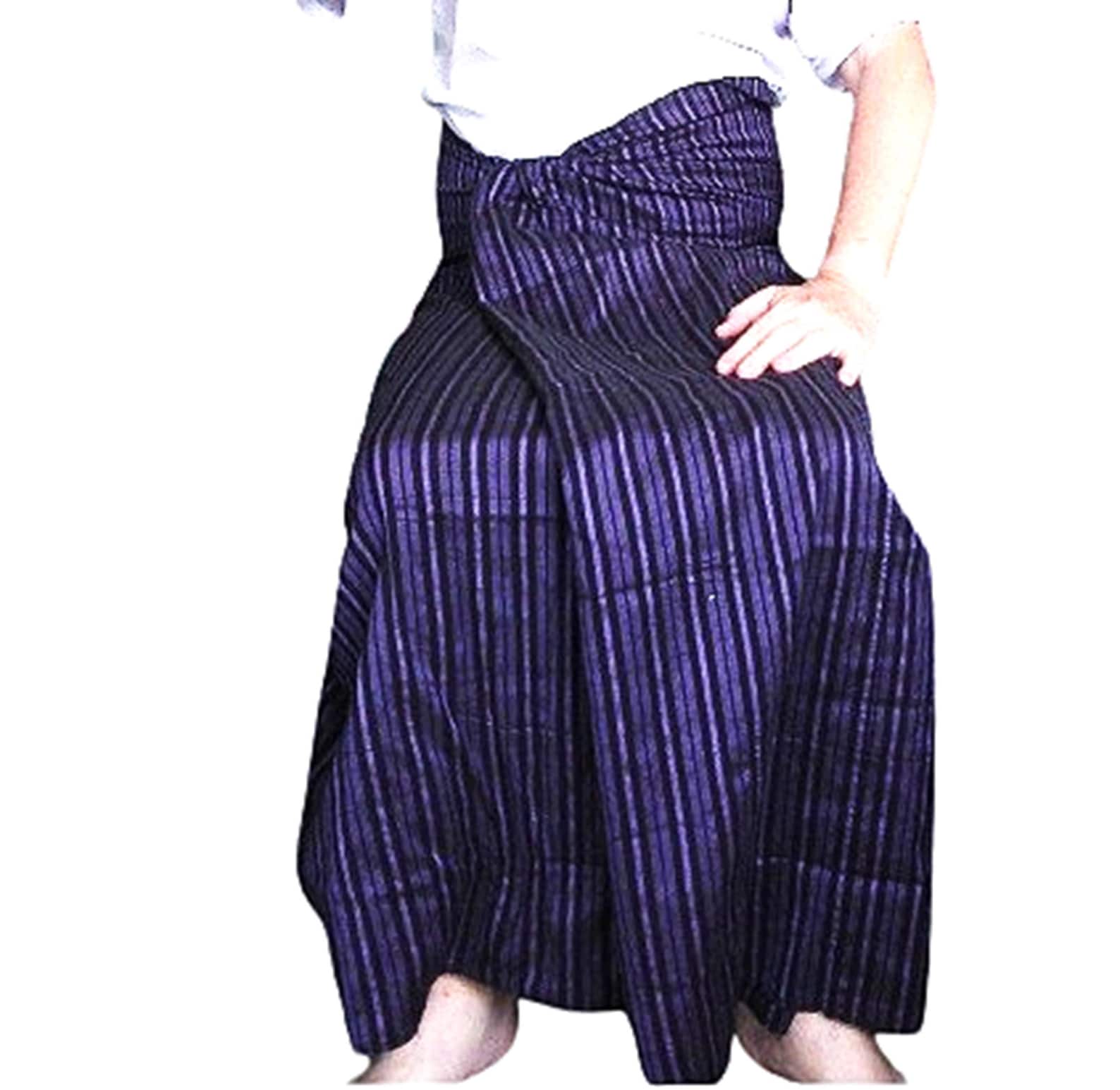 Sarongs for Men, Black and Purple Striped, 100% Heavy Cotton, Longyi ...