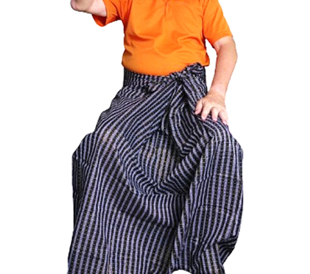 Sarongs for Men, 100% Cotton, Light Purple Black and Gold, Handmade ...