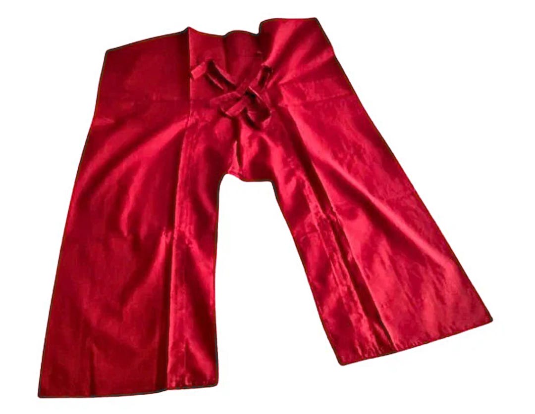 Thai-style Red Fisherman Pants, Loose Fitting, 100% Cotton Unisex ...