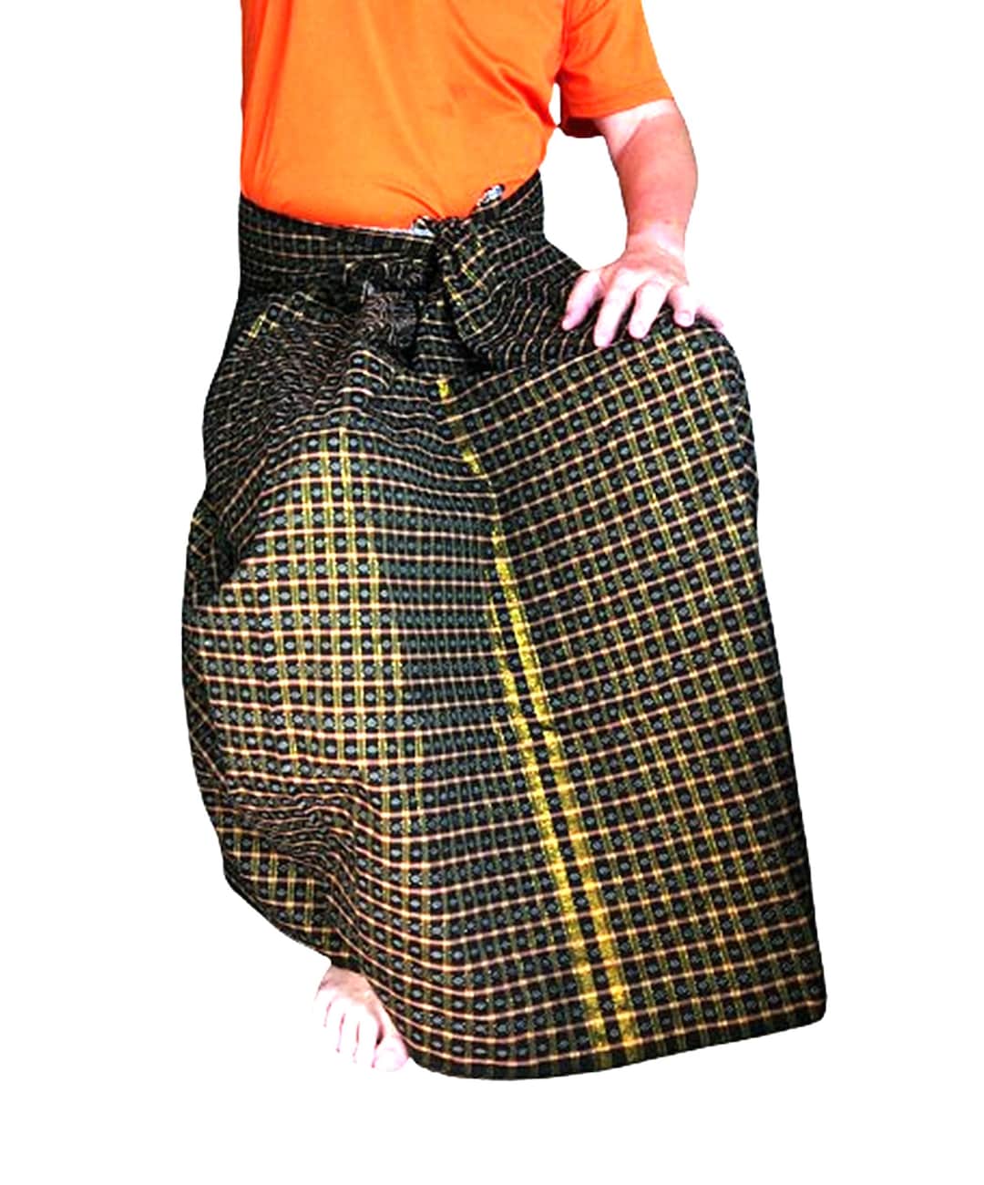 Sarongs for Men, Black and Gold Striped, 100% Heavy Cotton, Longyi ...