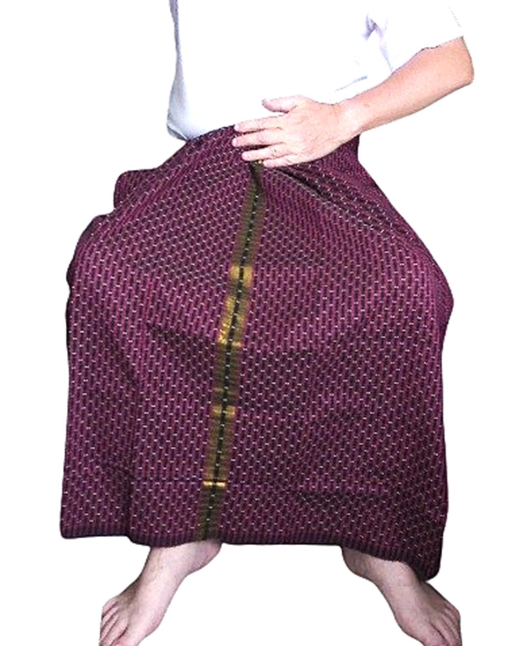 Sarongs for Men, 100% Cotton, Purple Black and Gold, Handmade Longyi ...