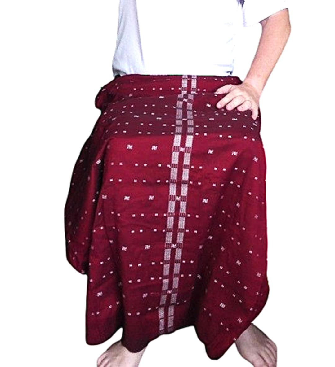 Men's Sarong, Longyi, Multi-purpose Clothing, 100% Red Handmade Cotton ...