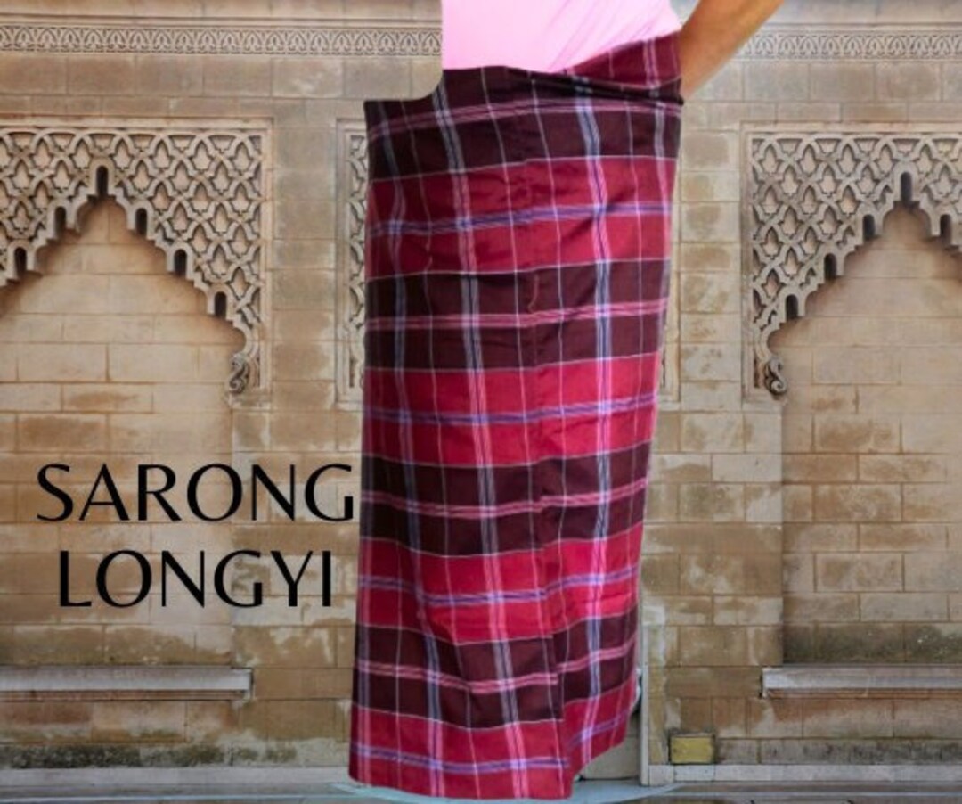 Mans Sarong Cotton Clothing Wrap Waist Asian Traditional Longyi Gift for Him Casual Clothing ...