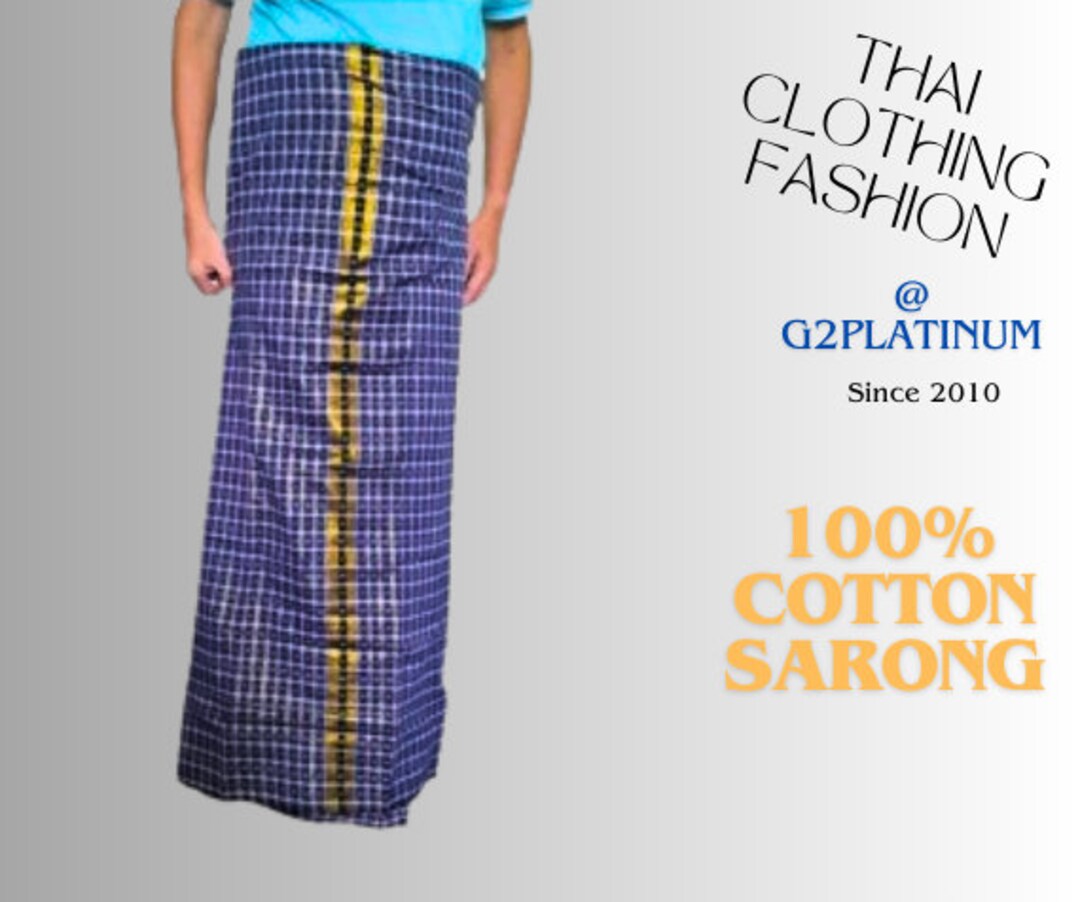 Sarongs for Men, 100% Cotton Pareo, Black Gold and Grey, Handmade ...