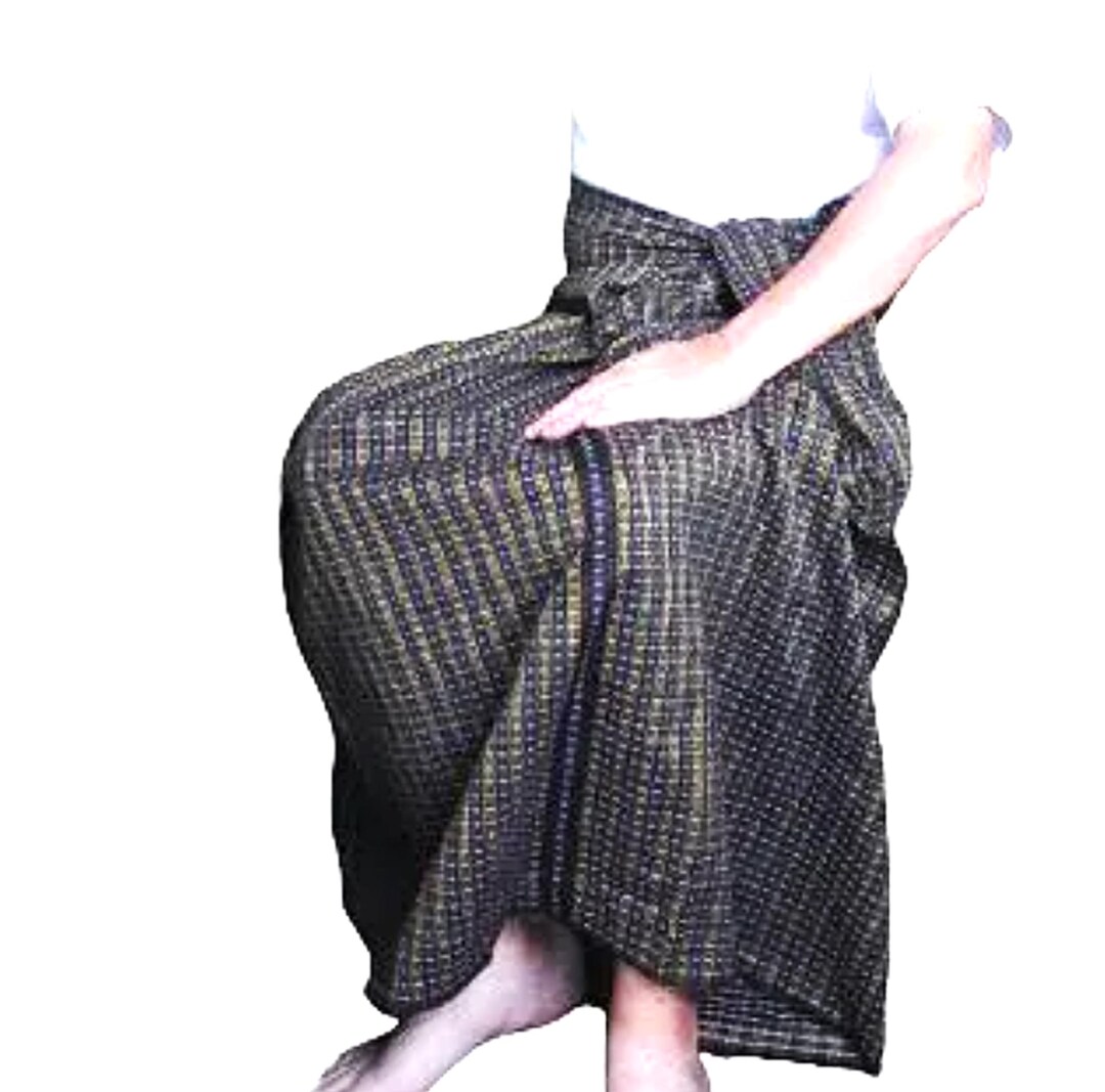 Sarongs for Men, 100% Cotton, Black Gold and Grey, Handmade Longyi Gift ...
