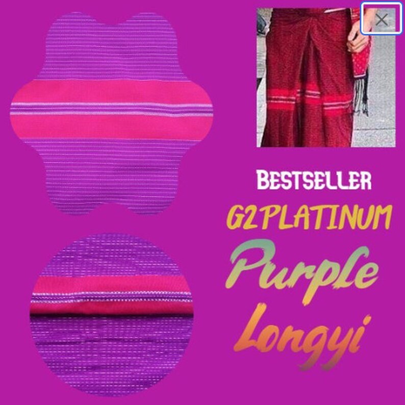 Longyi for Men, 100% Cotton Sarong, Burmese Pants, Purple Striped, Gift ...