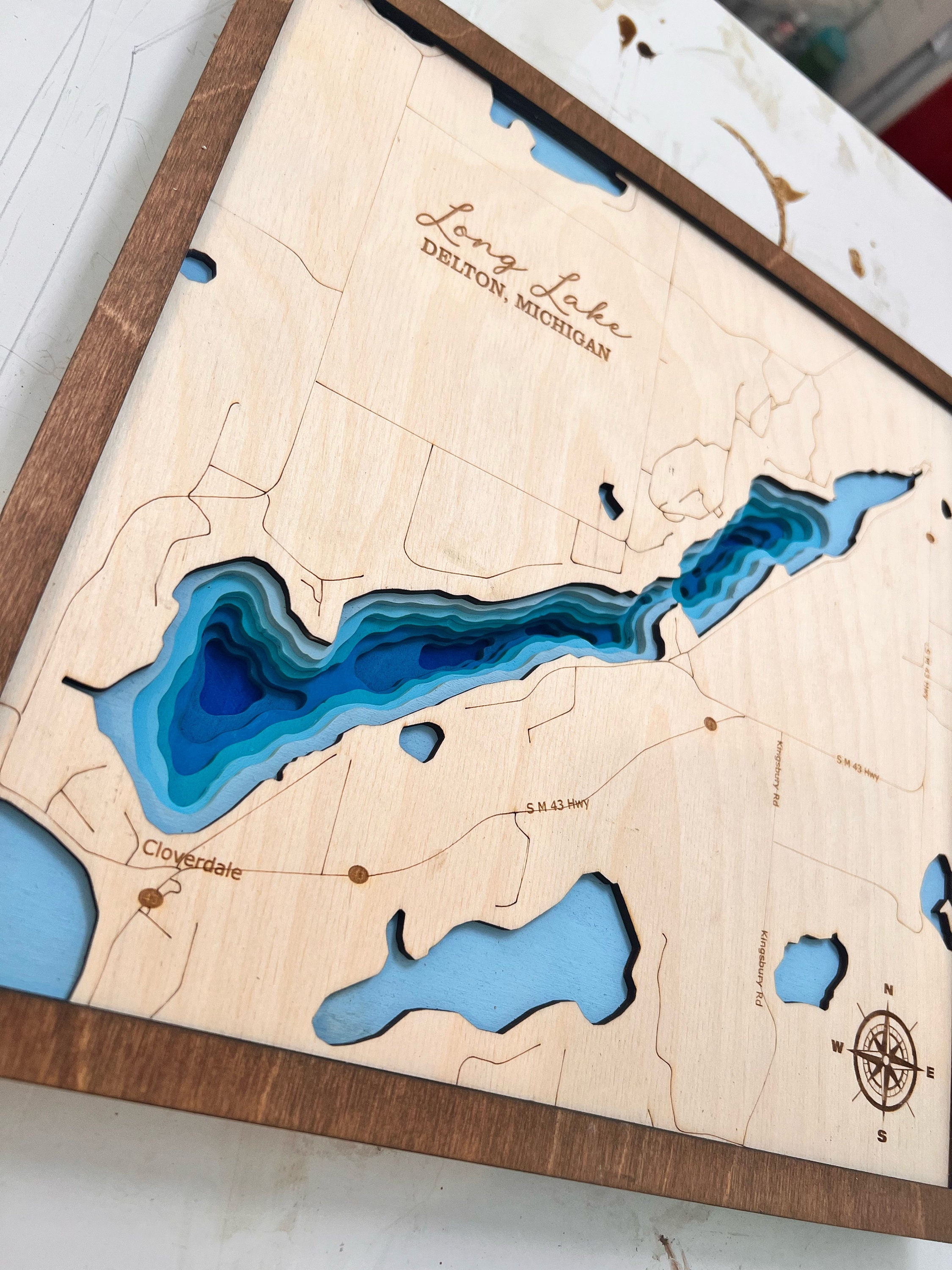 3D Real Wood Lake Map - Etsy