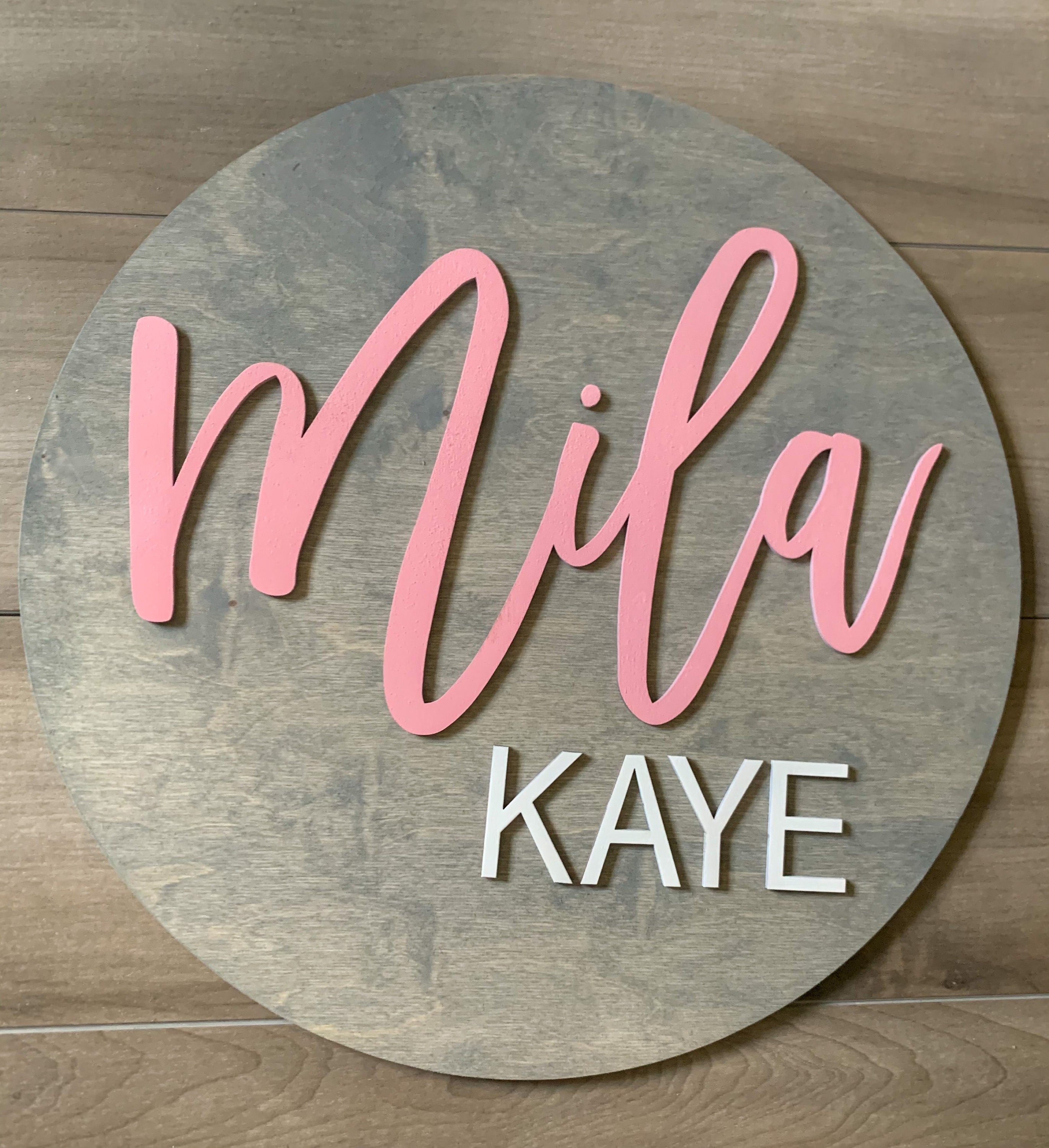 18in Round Laser Cut Name Sign for Nursery - Etsy