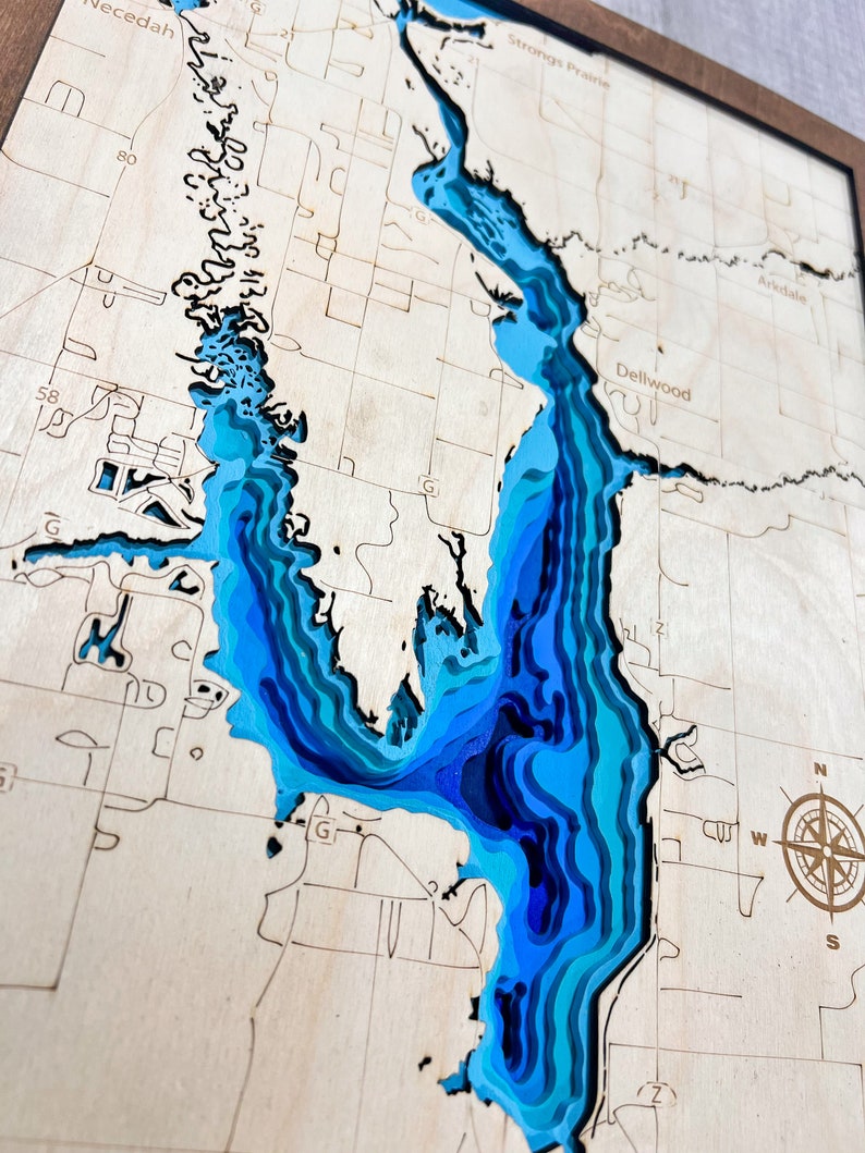 3D Real Wood Lake Map - Etsy